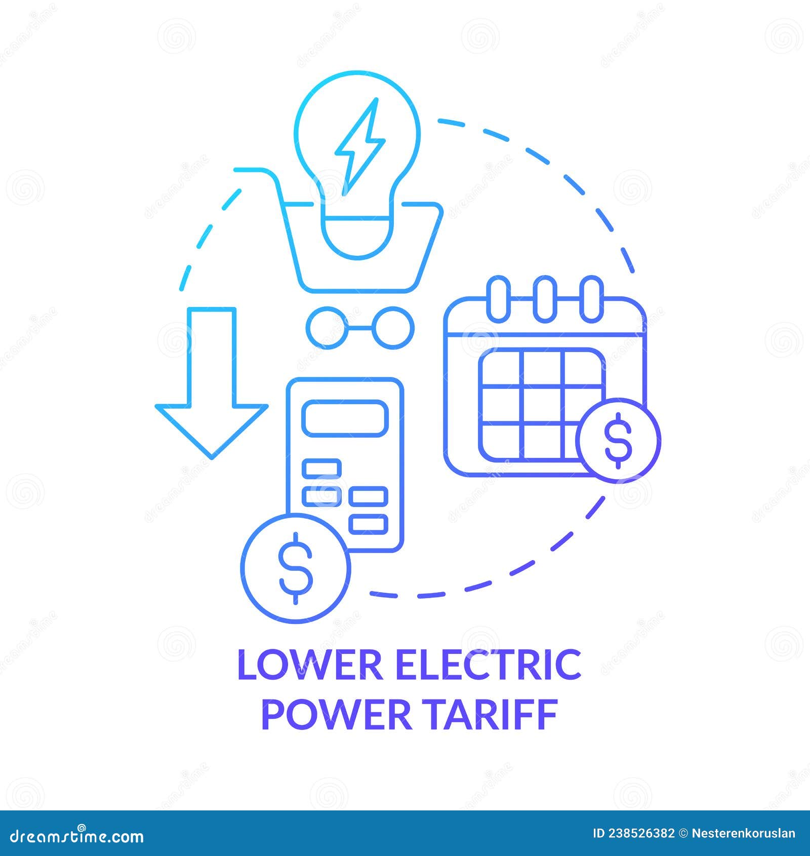 Lower Electric Power Tariff Blue Gradient Concept Icon Stock Vector ...