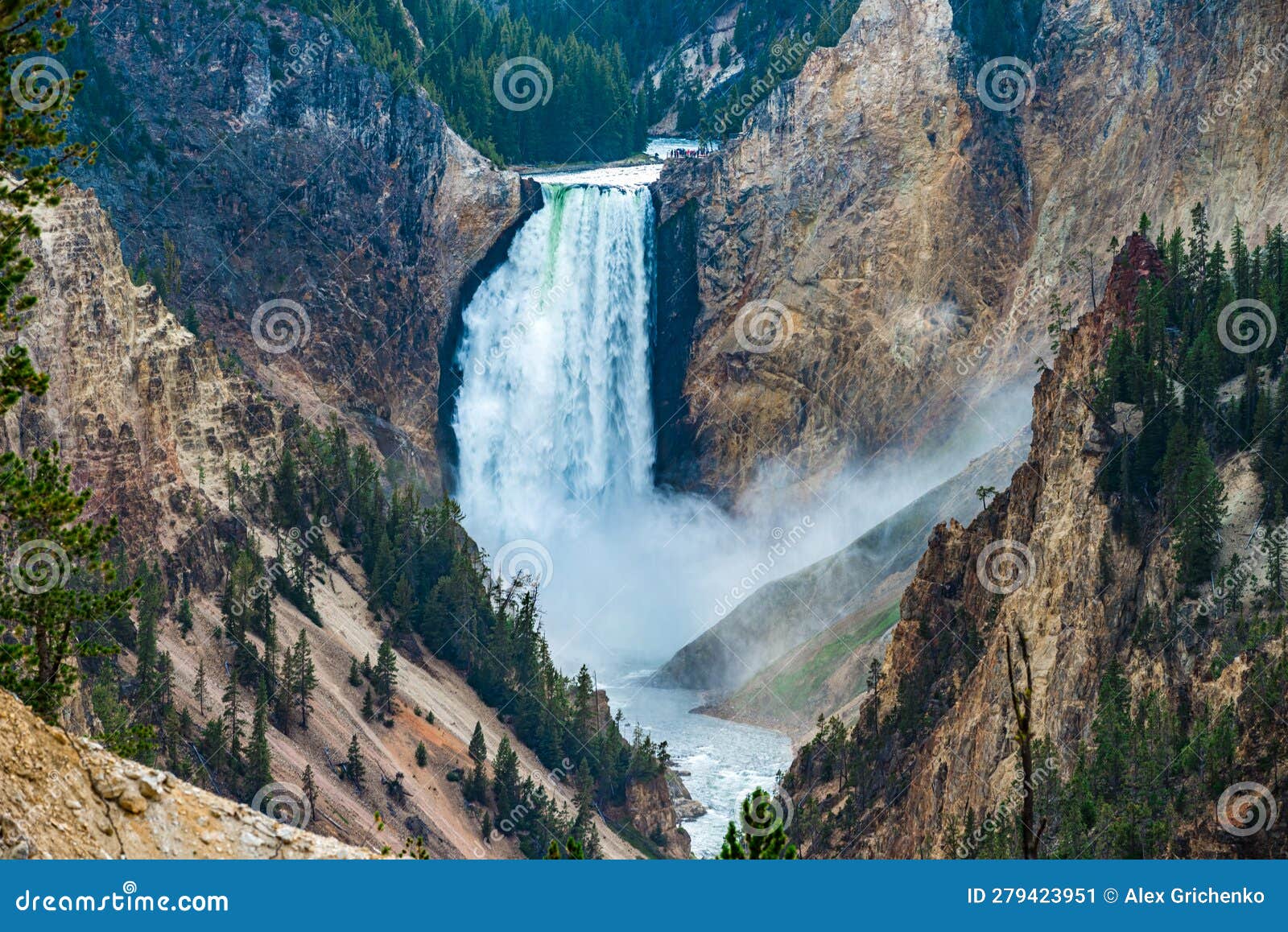 Lower Falls of the Yellowstone from Artist Point Stock Image - Image of ...