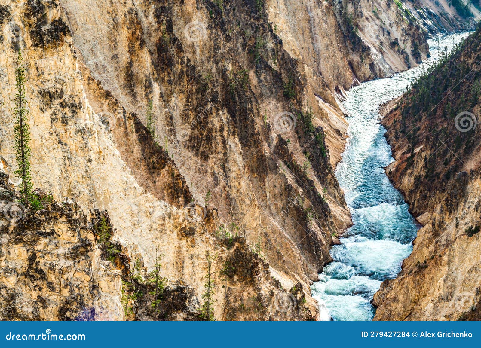 Lower Falls of the Yellowstone from Artist Point Stock Photo - Image of ...