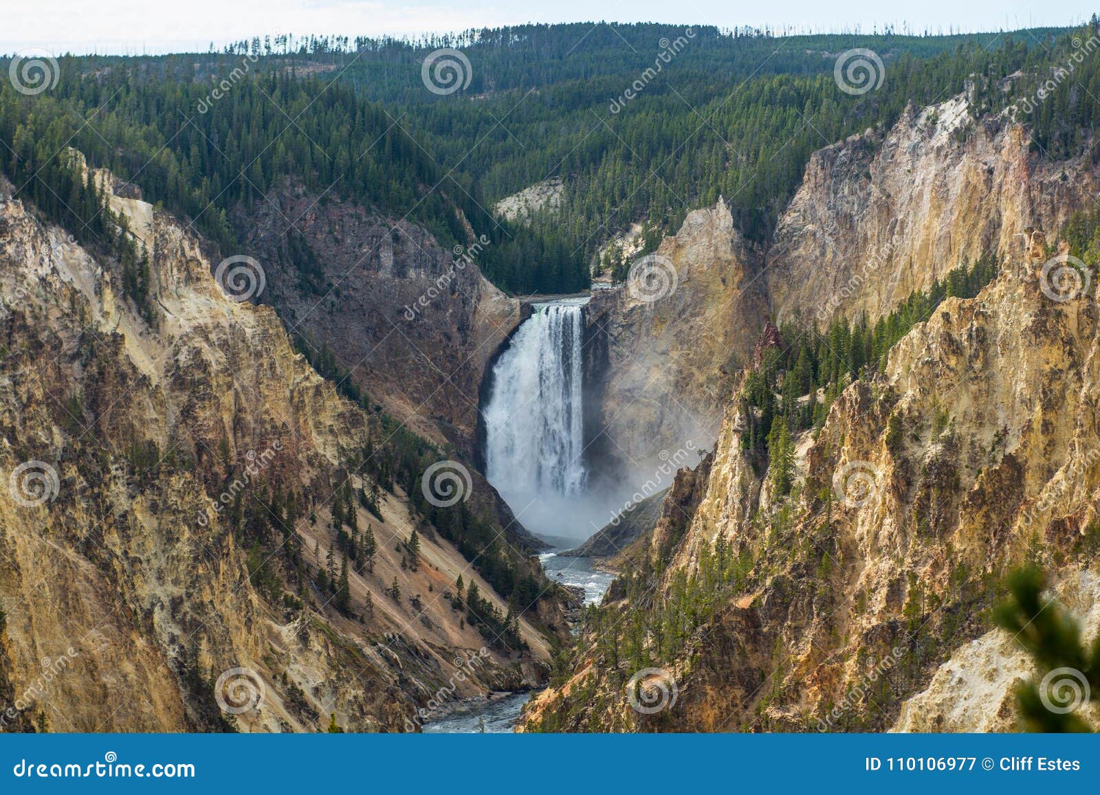 Lower Falls on the Yellowstone River Stock Image - Image of viewed ...