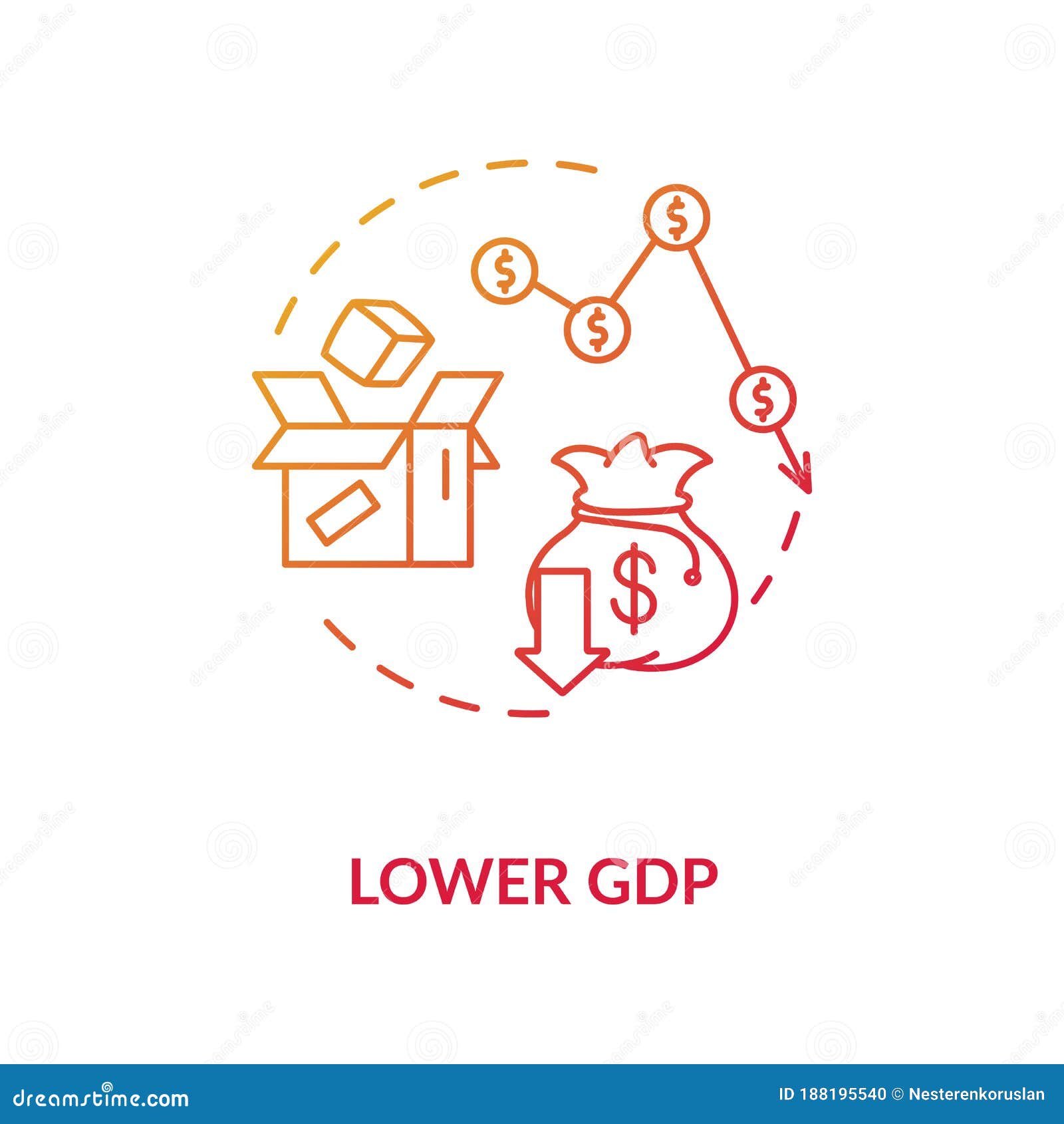 Lower GDP Red Gradient Concept Icon Stock Vector - Illustration of ...