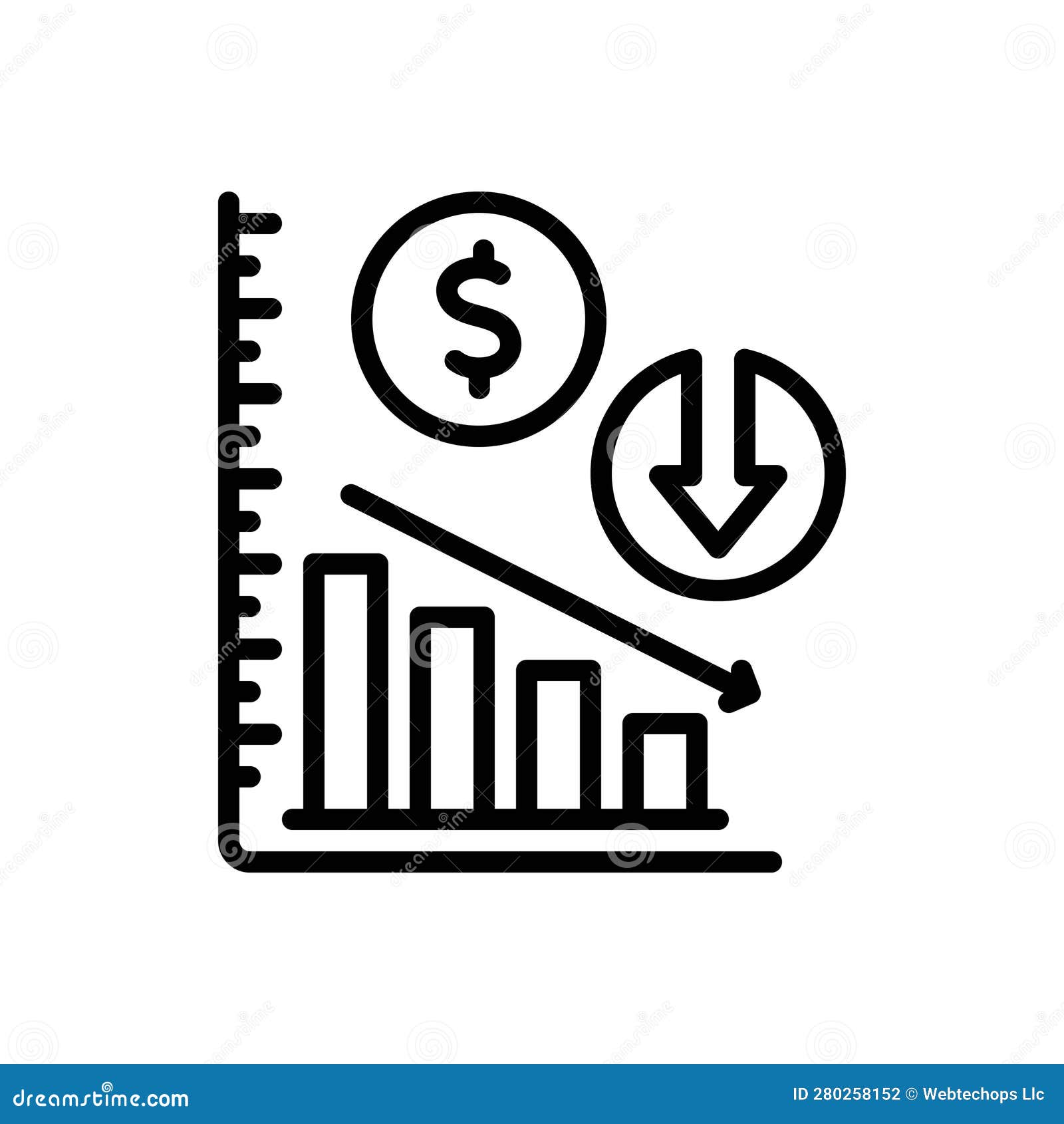 Black Line Icon for Lower, Decreased and Deficit Stock Vector ...