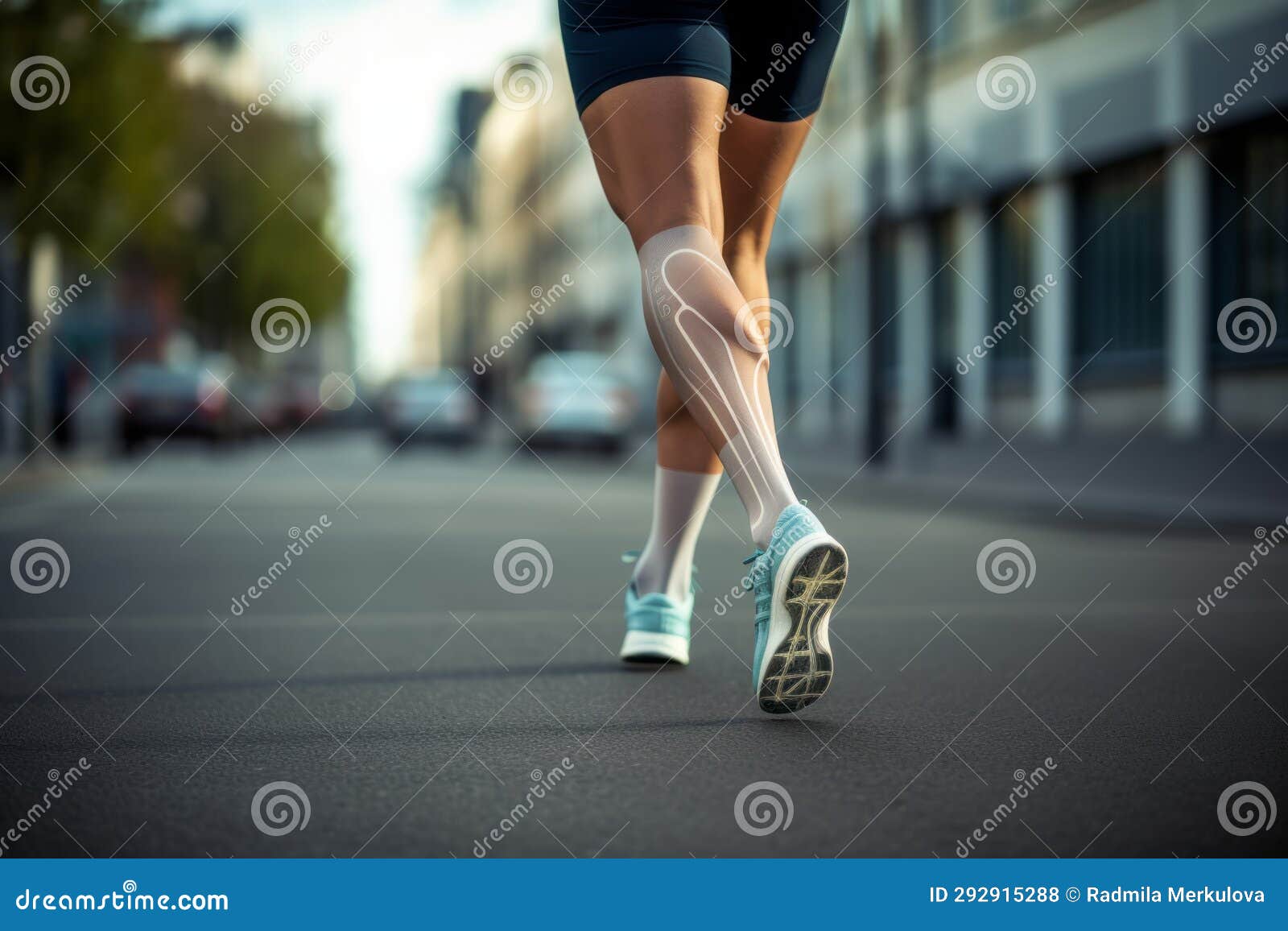 The Lower Leg of a Person in Motion, Running with Copy Space Stock ...