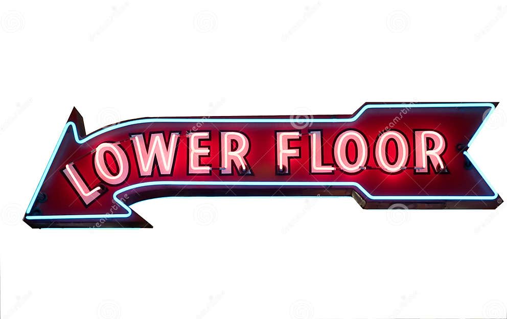 Lower Level Arrow - Isolated Neon Sign Stock Photo - Image of place ...
