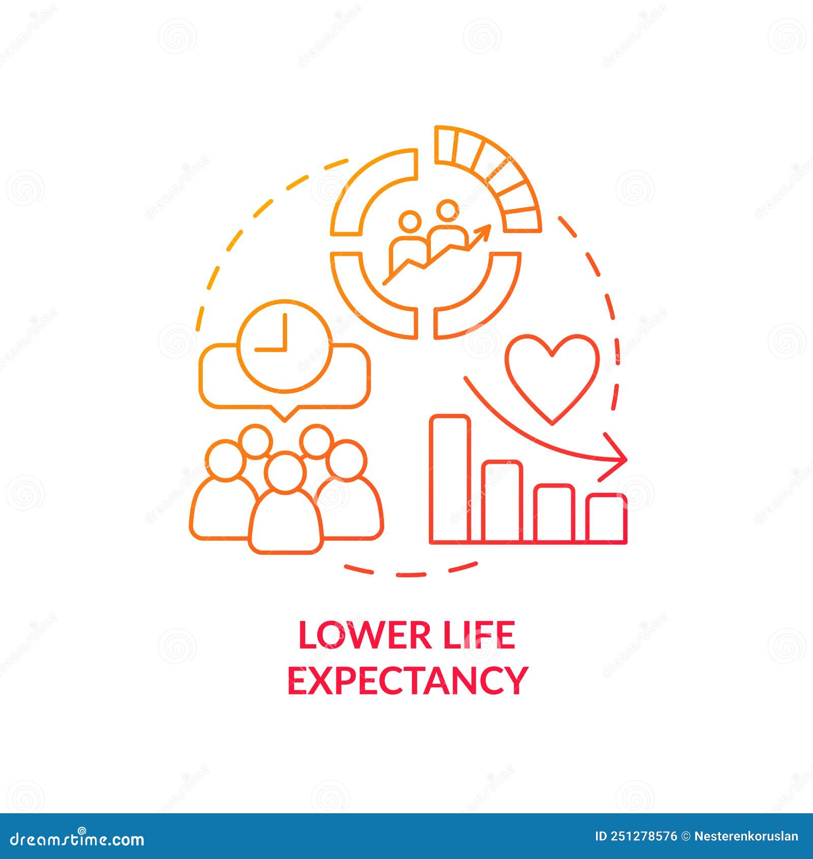 Lower Life Expectancy Red Gradient Concept Icon Stock Vector ...