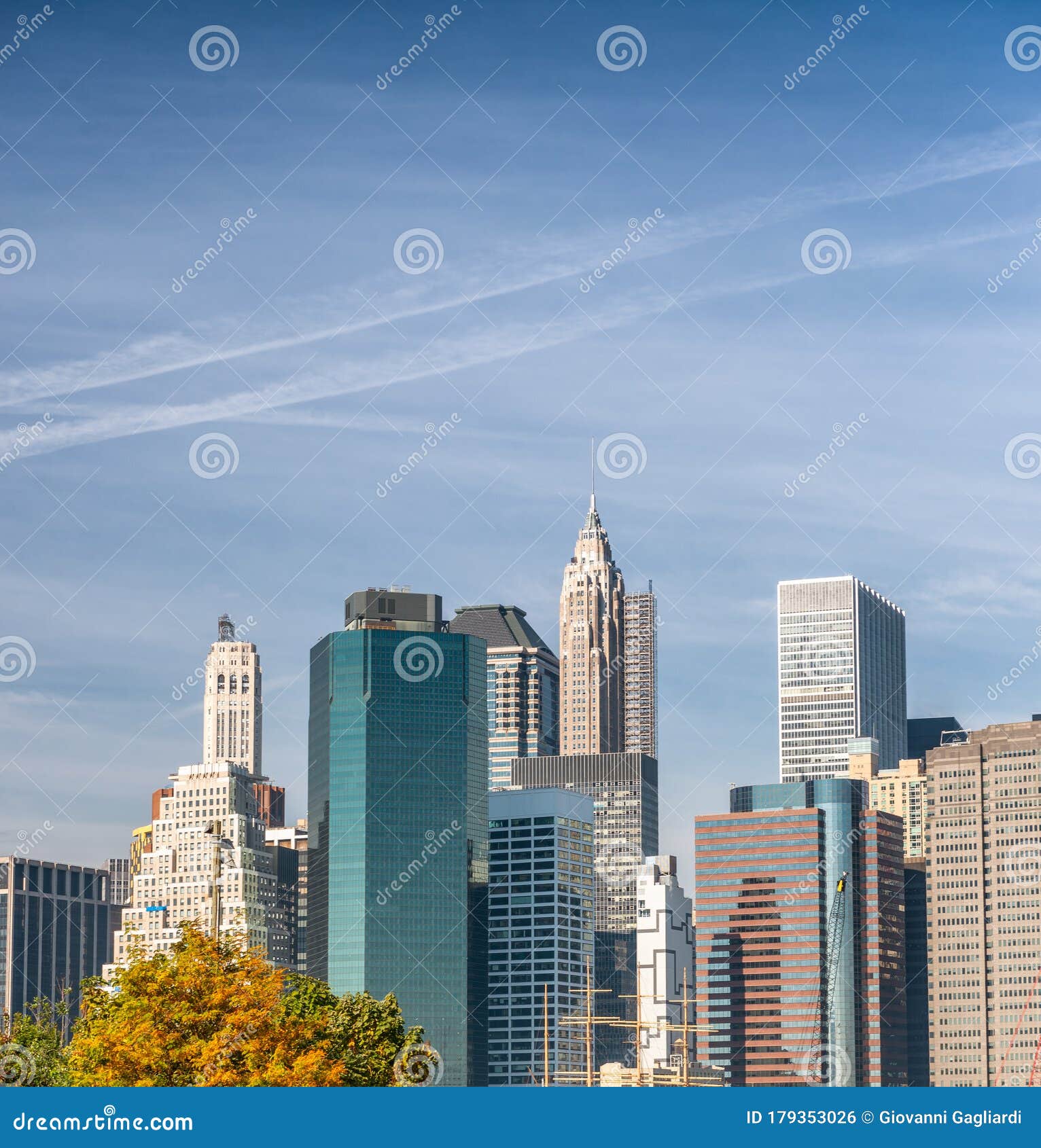Lower Manhattan Buildings from Brooklyn Stock Photo - Image of ...