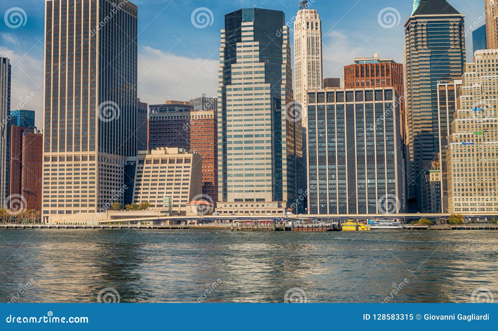 Lower Manhattan Buildings and Skyline from Brooklyn, USA Stock Image ...