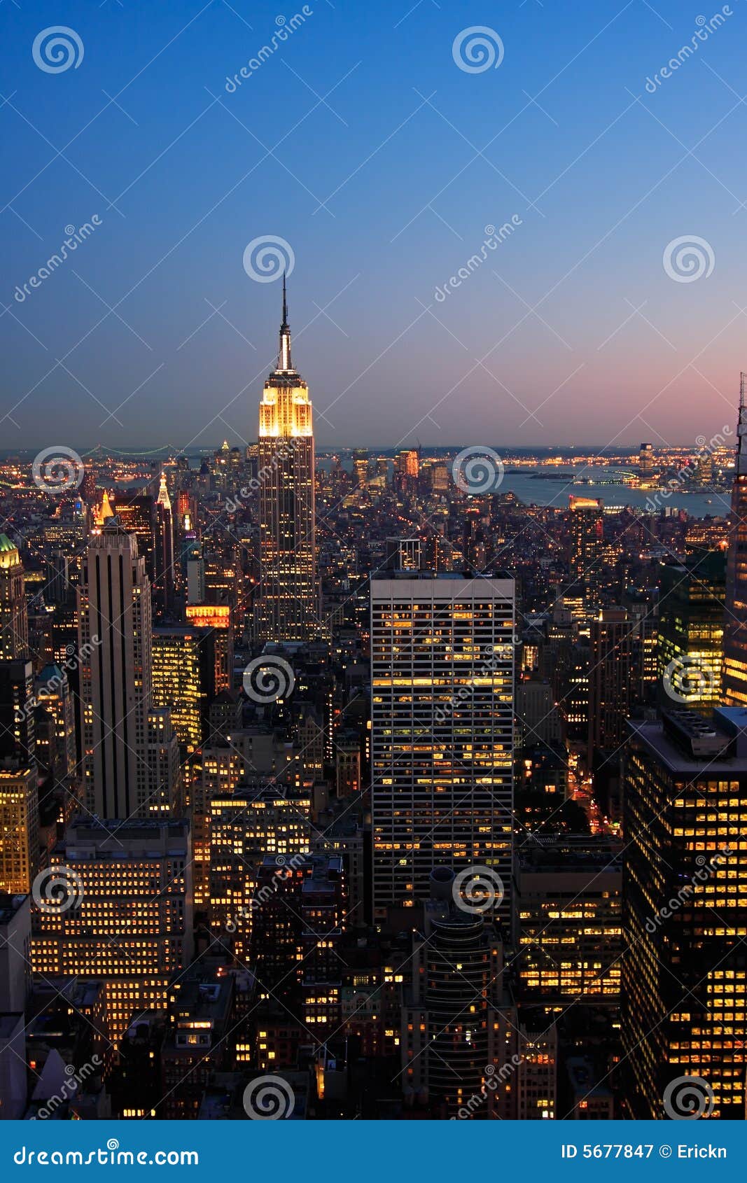 Lower Manhattan at dusk stock image. Image of architecture - 5677847