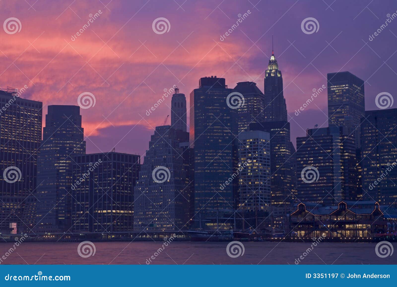 Lower Manhattan sunset stock image. Image of wall, skyscrappers - 3351197