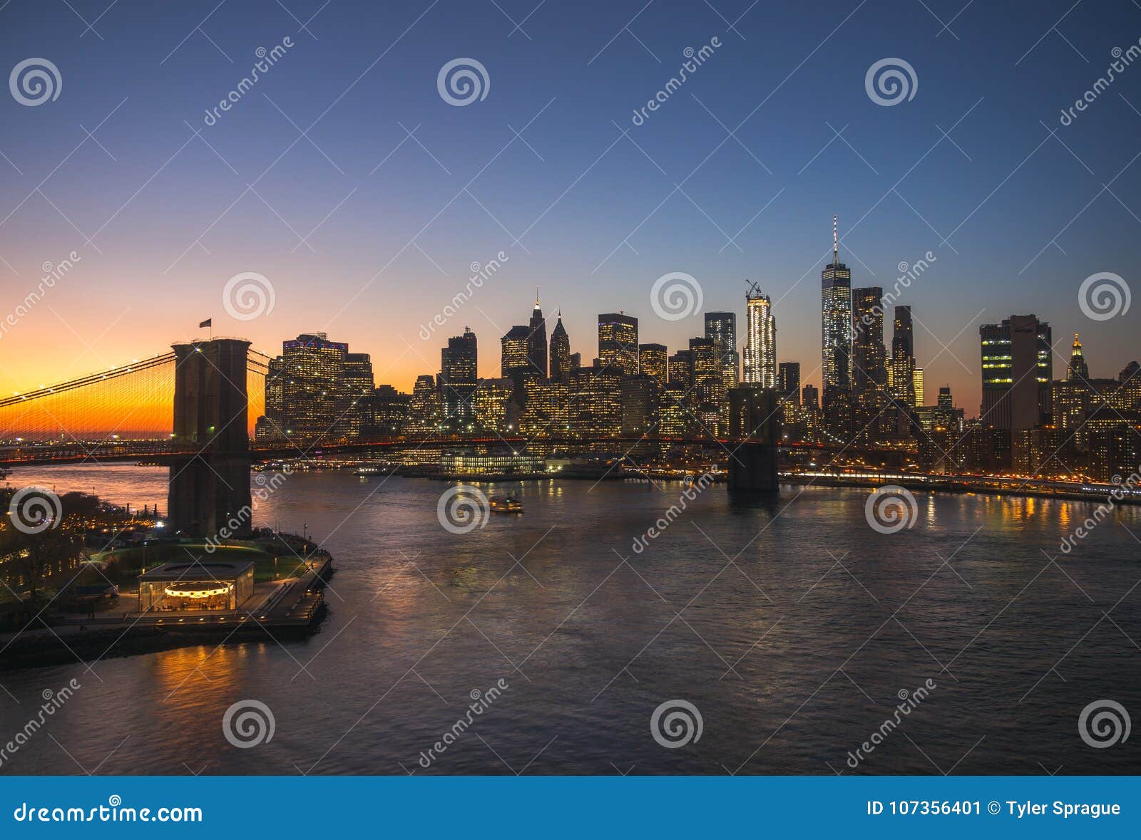 Lower Manhattan Sunset stock image. Image of city, sunset - 107356401