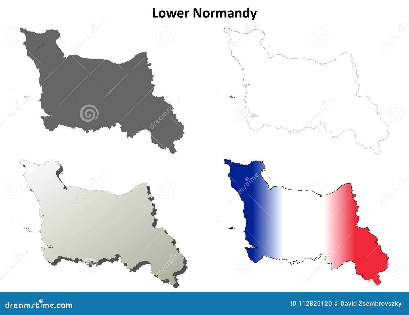Lower Normandy Blank Outline Map Set Stock Vector - Illustration of ...