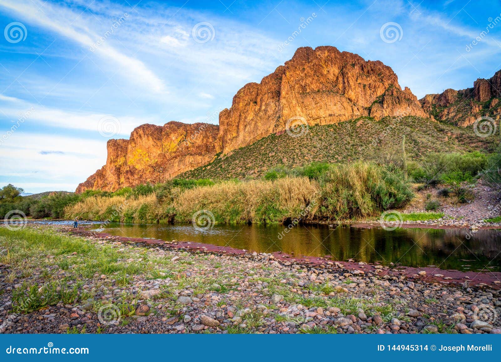The Salt River And Surrounding Mountains With Fall Colored Desert ...