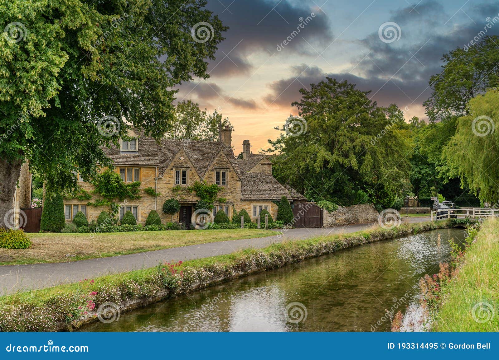 Lower Slaughter stock image. Image of river, english - 193314495