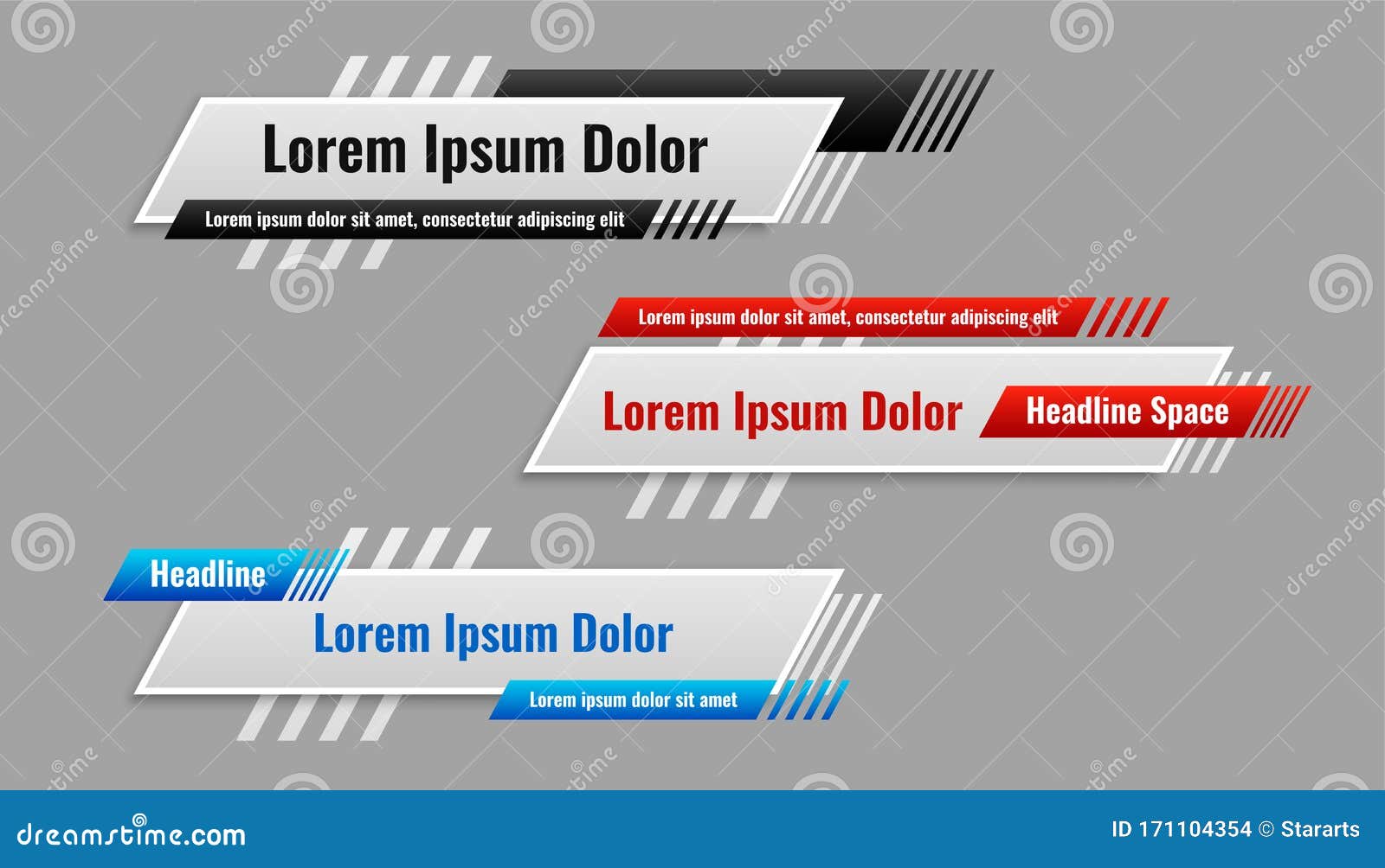 Lower Third Banner Template in Different Styles Stock Vector ...