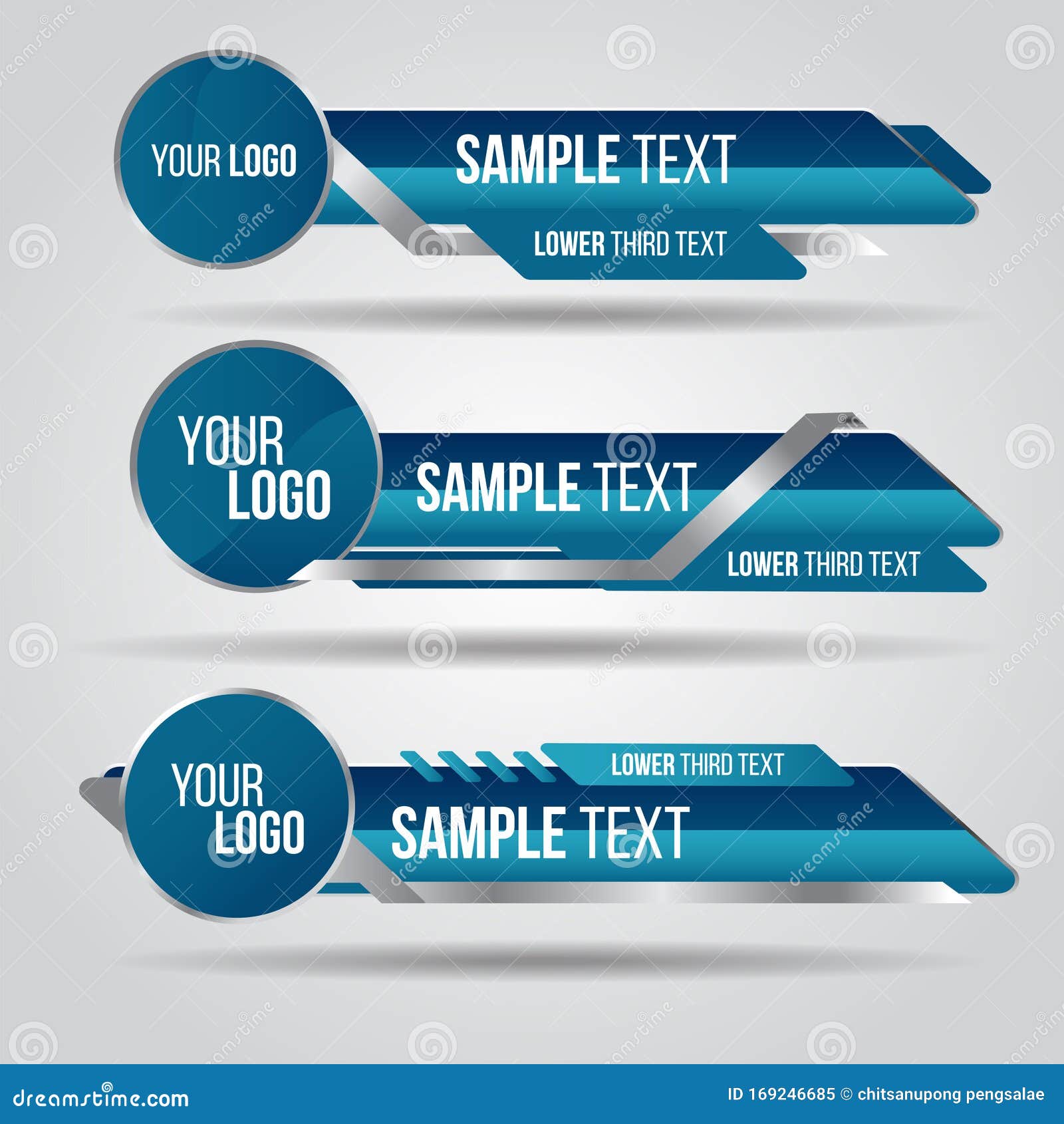 Lower Third Blue Design Template Modern Contemporary. Set of Banners ...