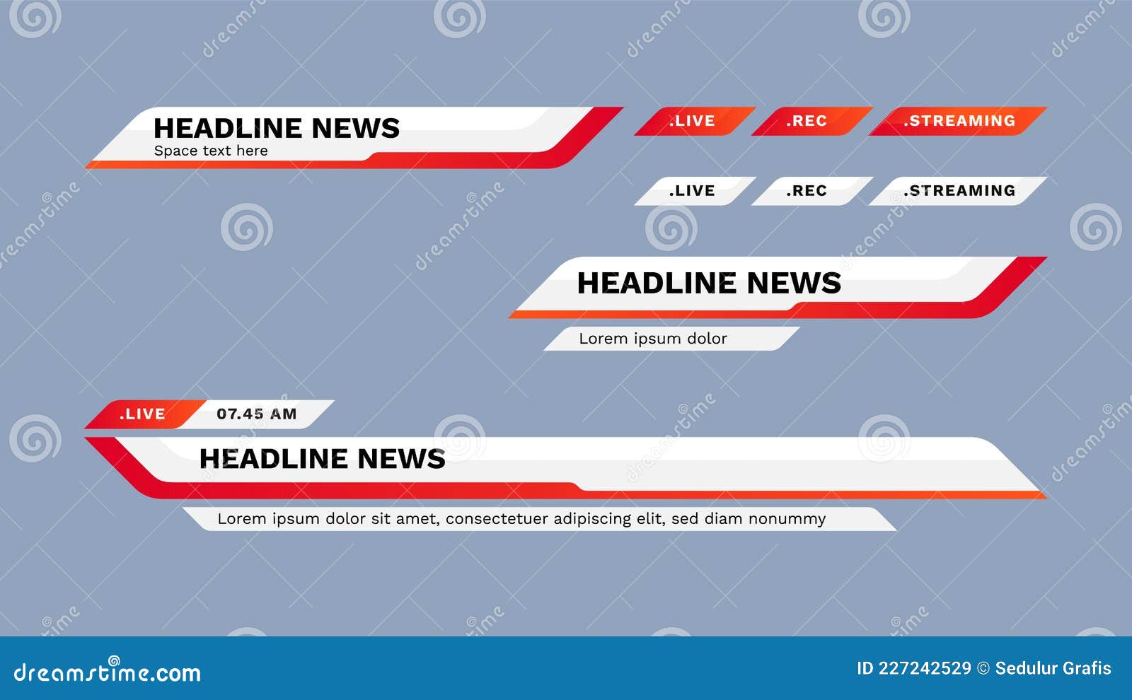 Tv Banners. Broadcasting Graphic Interface, Tv Streaming Lower Bar ...