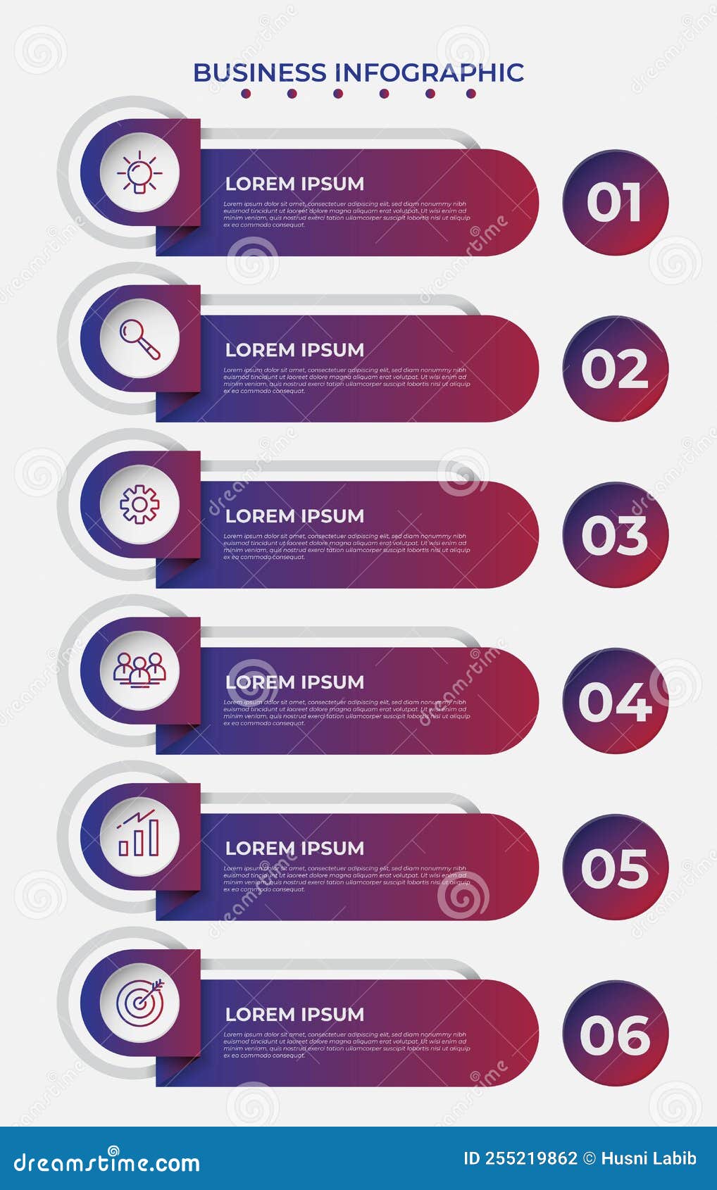 Lower Third or Infographic Template in Blue Red Gradient and Numbering ...