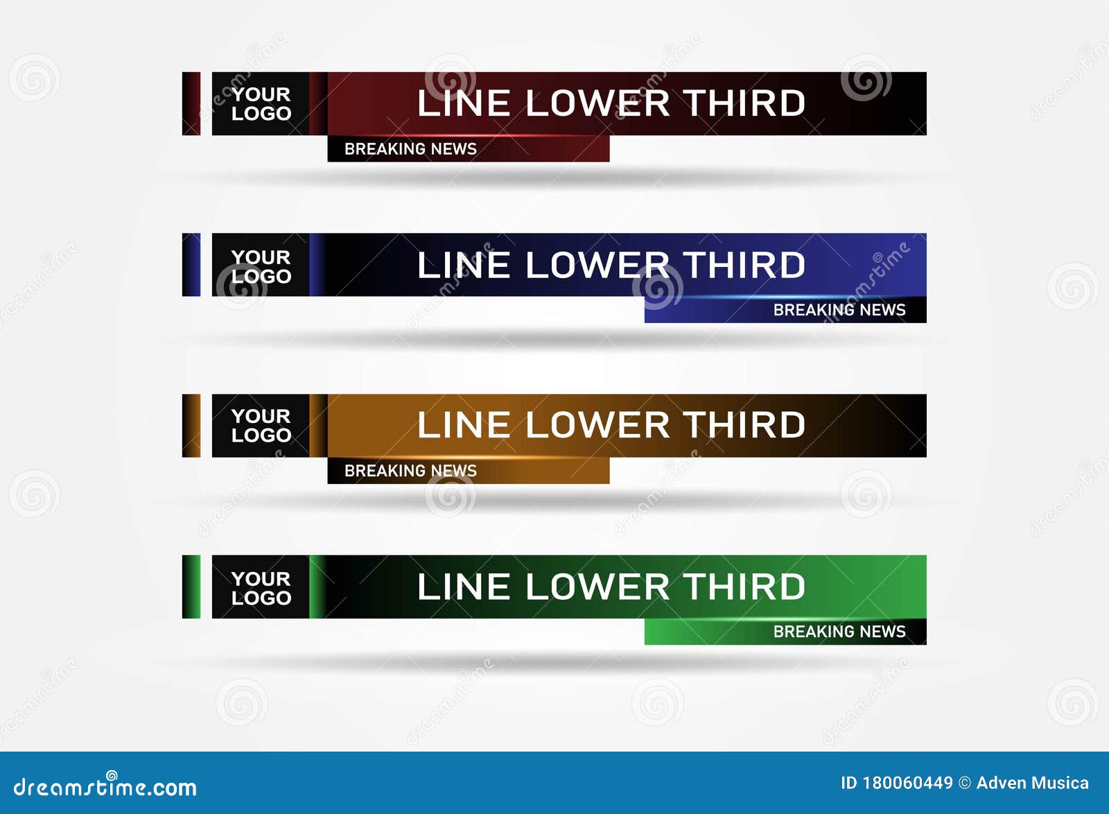 Lower Third TV News Bars Set Vector. News Lower Thirds Pack Stock ...