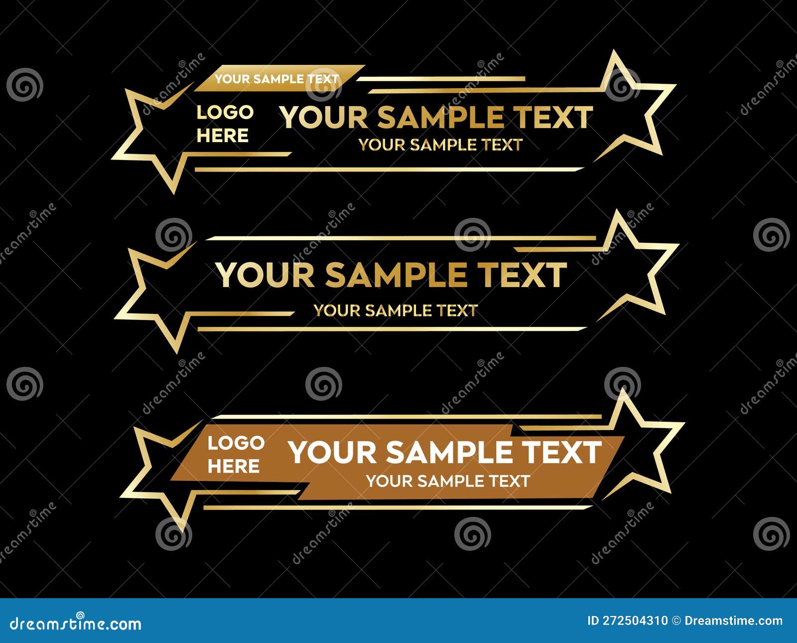 Lower Third Vector Design with Gold Star Overlay Strip Text Video. News ...