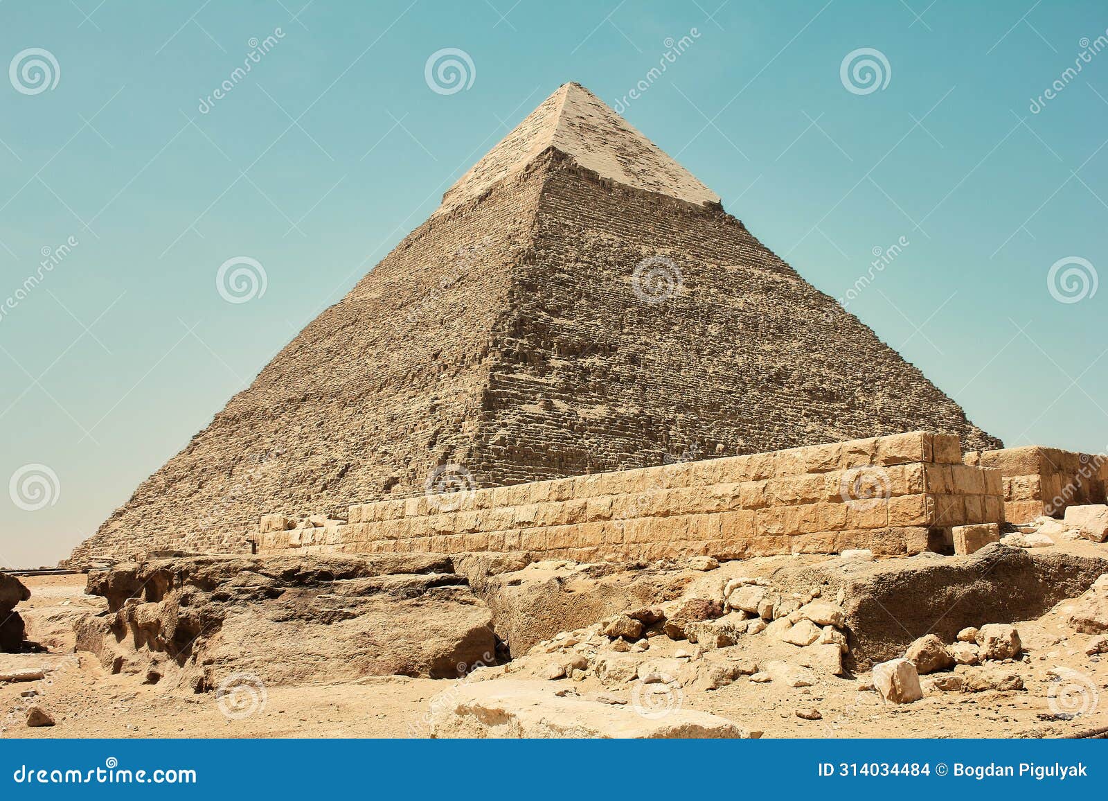Lower View of the Pyramid of Khafre. Egyptian Sights Stock Photo ...