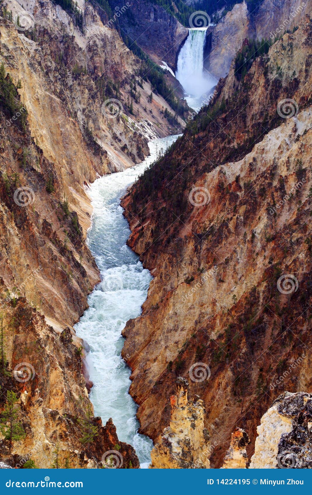 Lower Yellowstone Fall and Canyon Stock Image - Image of flow, hill ...