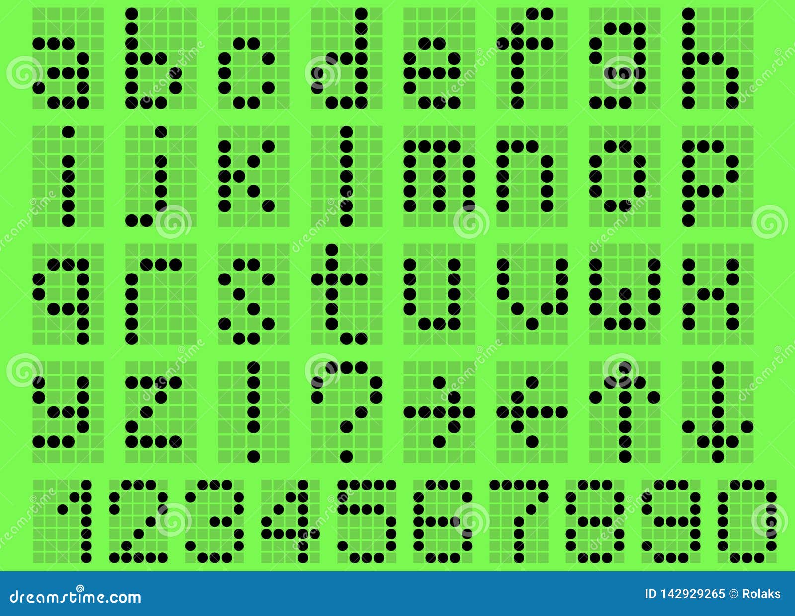 Lowercase Alphabet Digital LCD Indicator Green Stock Vector ...