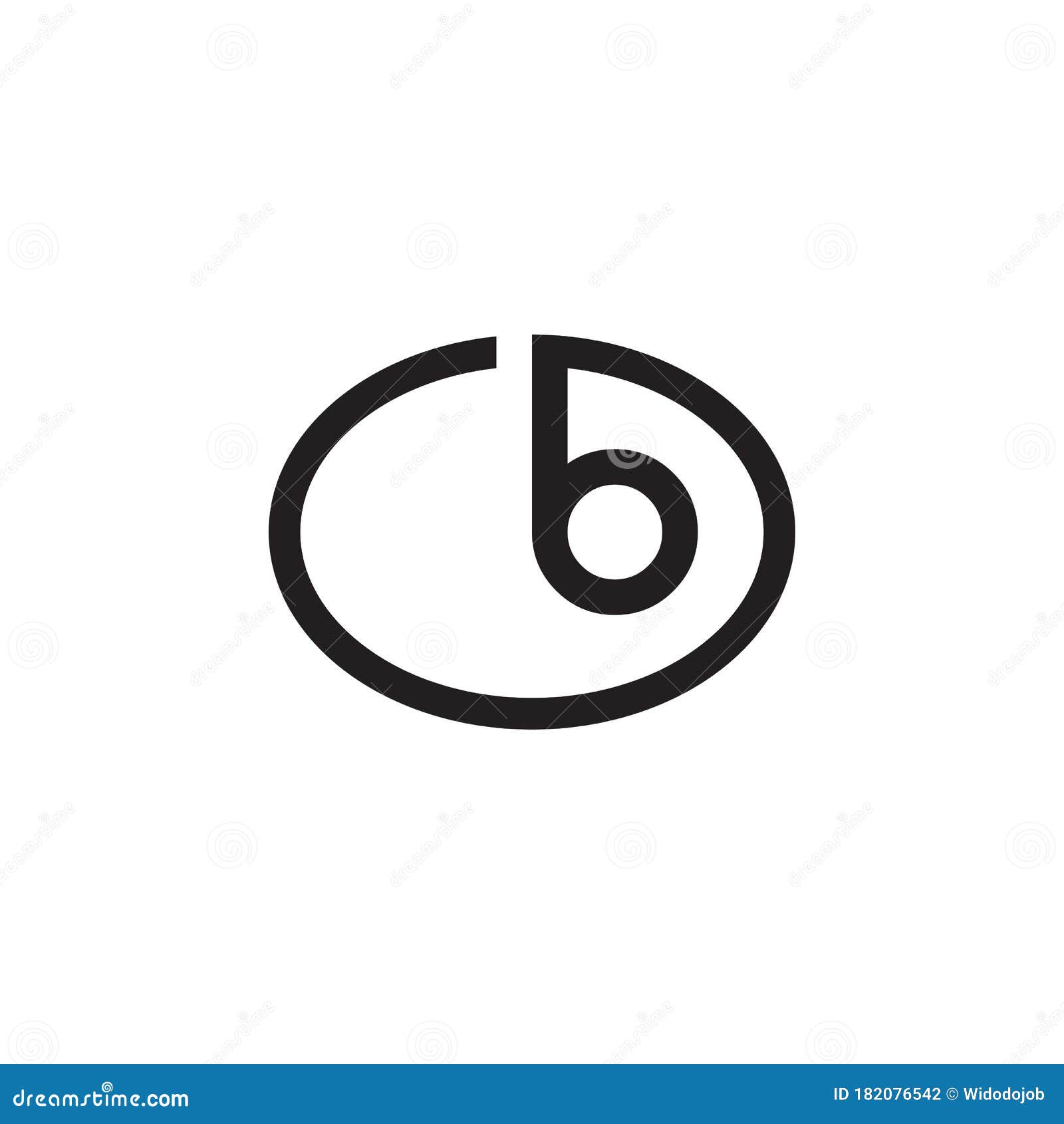 Lowercase B Letter on Oval Lines Design Vector Stock Vector ...