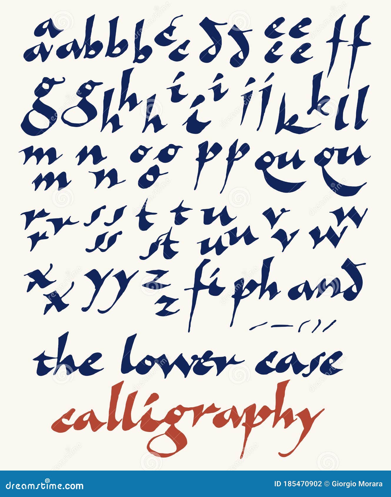 Lowercase Calligraphy Alphabet - Vector Hand Script Font Stock ...