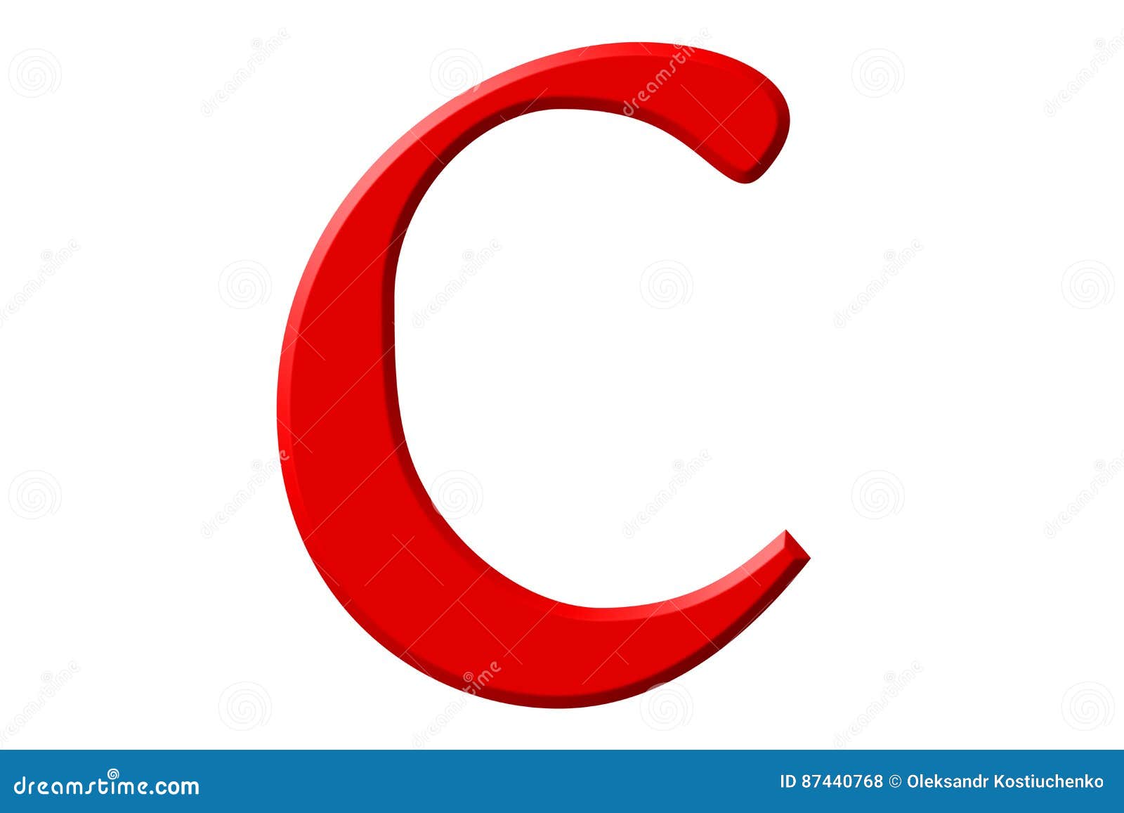Lowercase Letter C, Isolated on White, with Clipping Path, 3D Il Stock ...