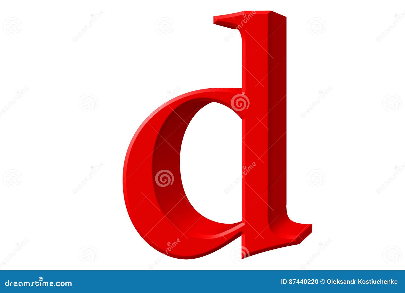 Lowercase Letter D Isolated White Clipping Path 3d Il Stock ...