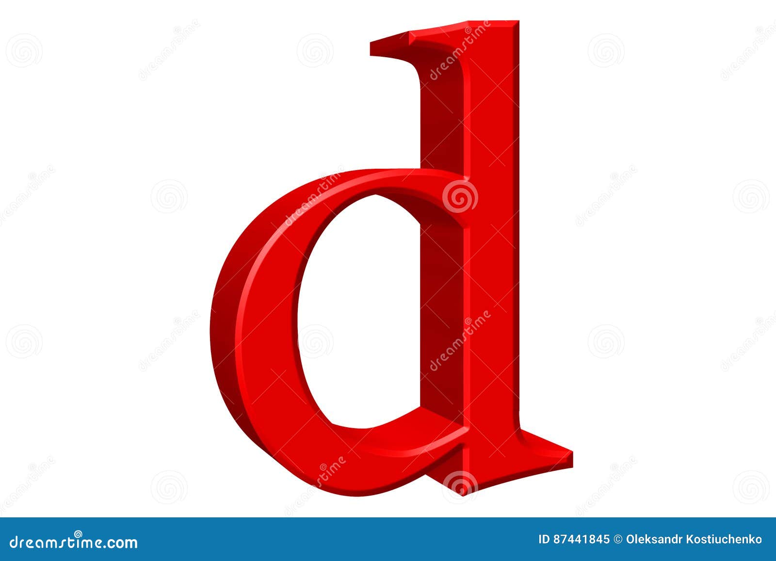 Lowercase Letter D, Isolated On White, With Clipping Path, 3D Il Stock ...