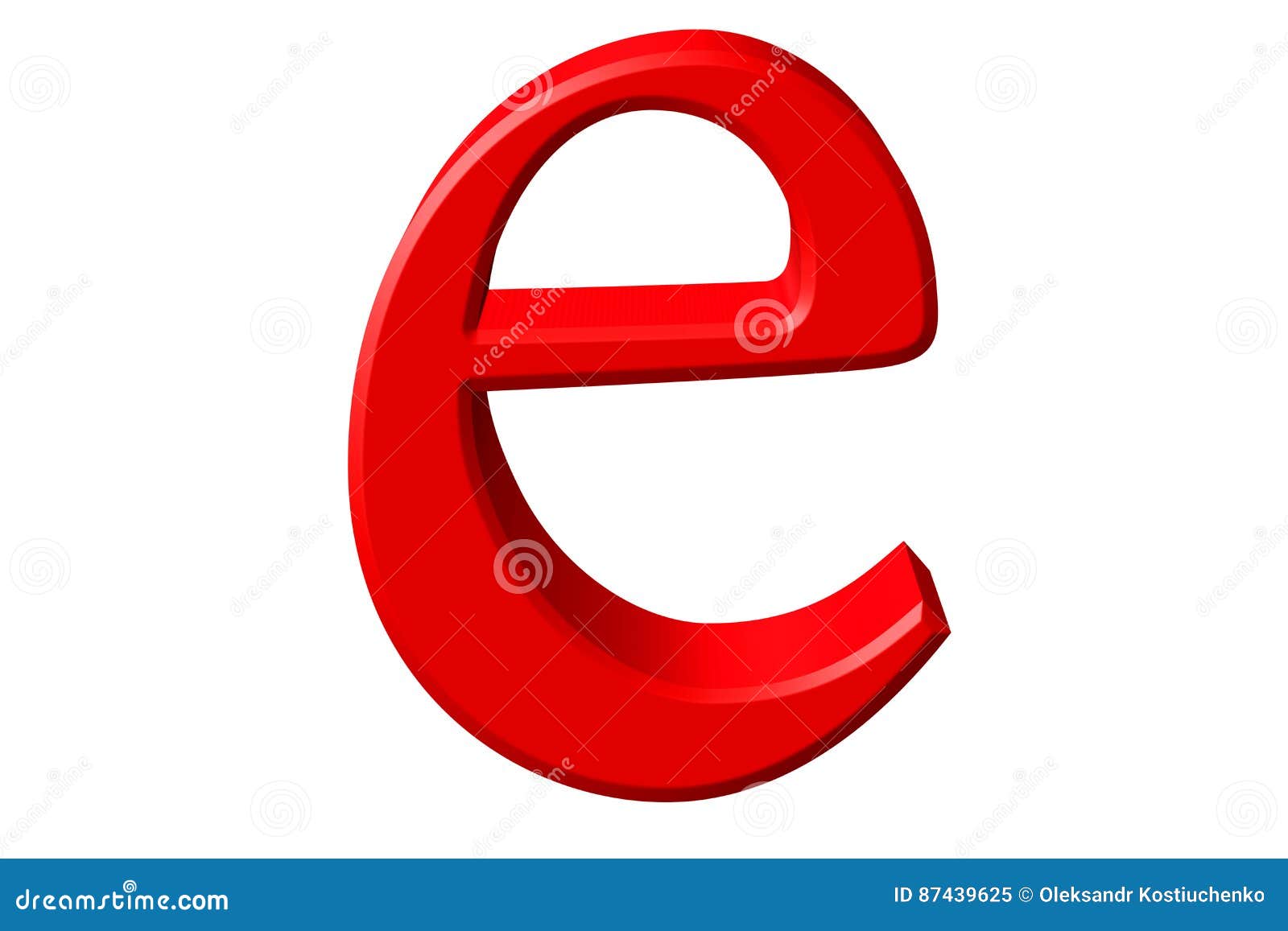 Lowercase Letter E, Isolated on White, with Clipping Path, 3D Il Stock ...
