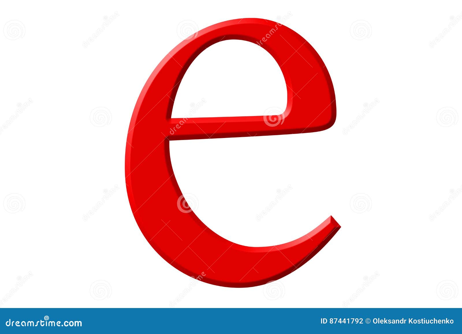 Lowercase Letter E, Isolated on White, with Clipping Path, 3D Il Stock ...