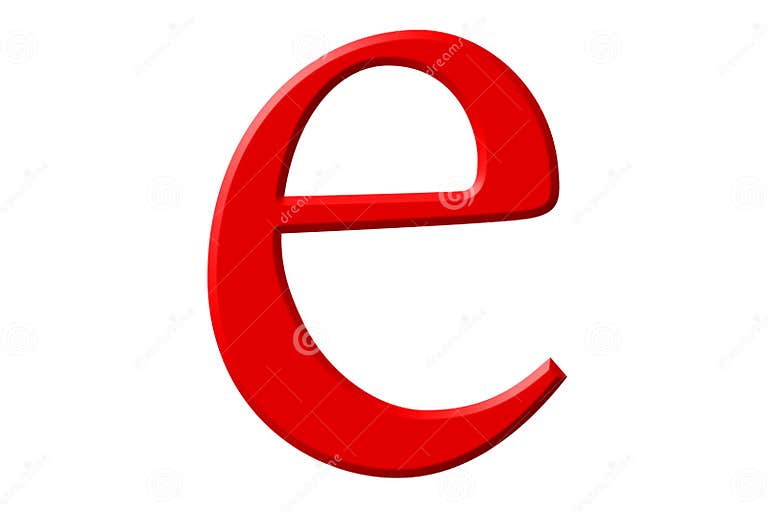 Lowercase Letter E, Isolated on White, with Clipping Path, 3D Il Stock ...