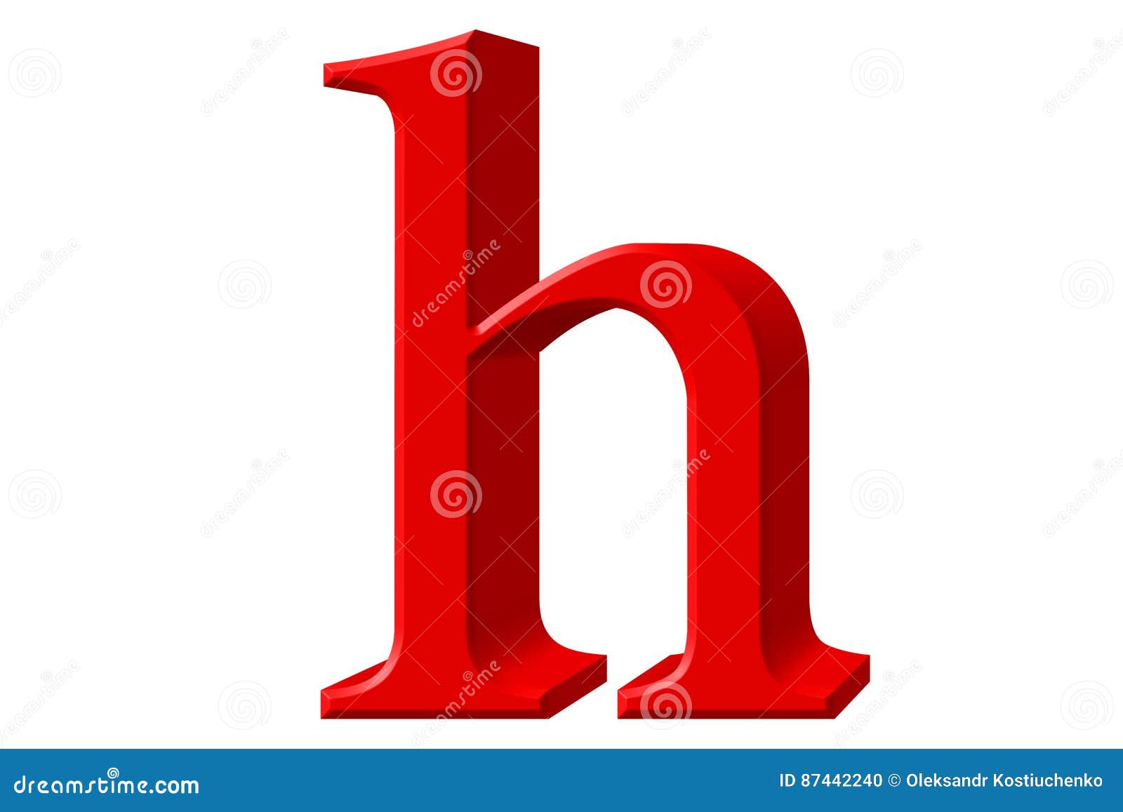 Lowercase Letter H, Isolated on White, with Clipping Path, 3D Il Stock ...