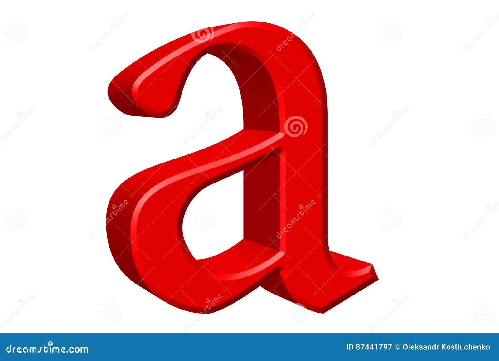 Lowercase Letter a, Isolated on White, with Clipping Path, 3D Il Stock ...