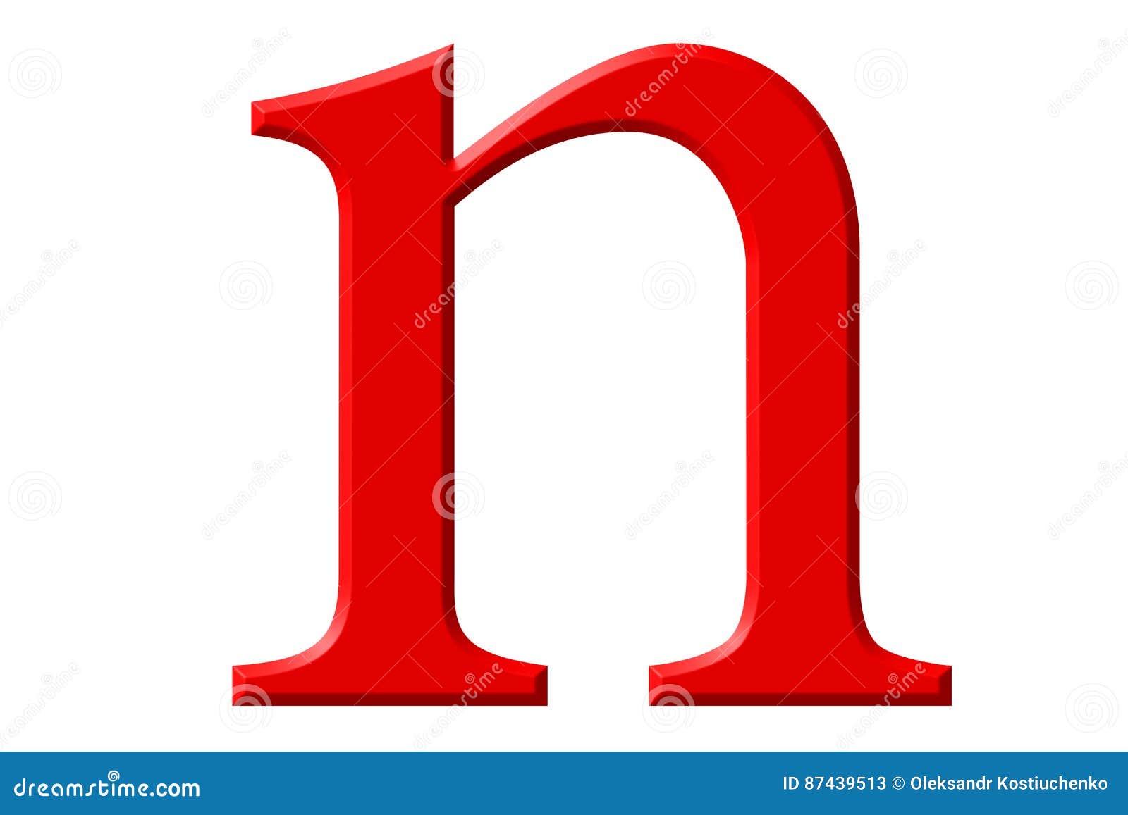 Lowercase Letter N, Isolated on White, with Clipping Path, 3D Il Stock ...