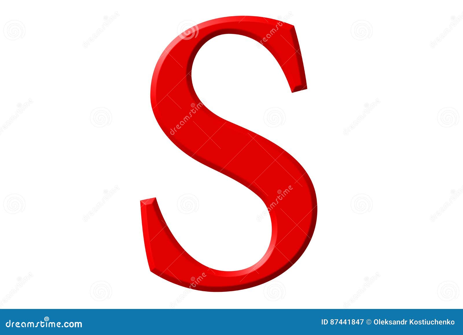 Lowercase Letter S, Isolated on White, with Clipping Path, 3D Il Stock ...
