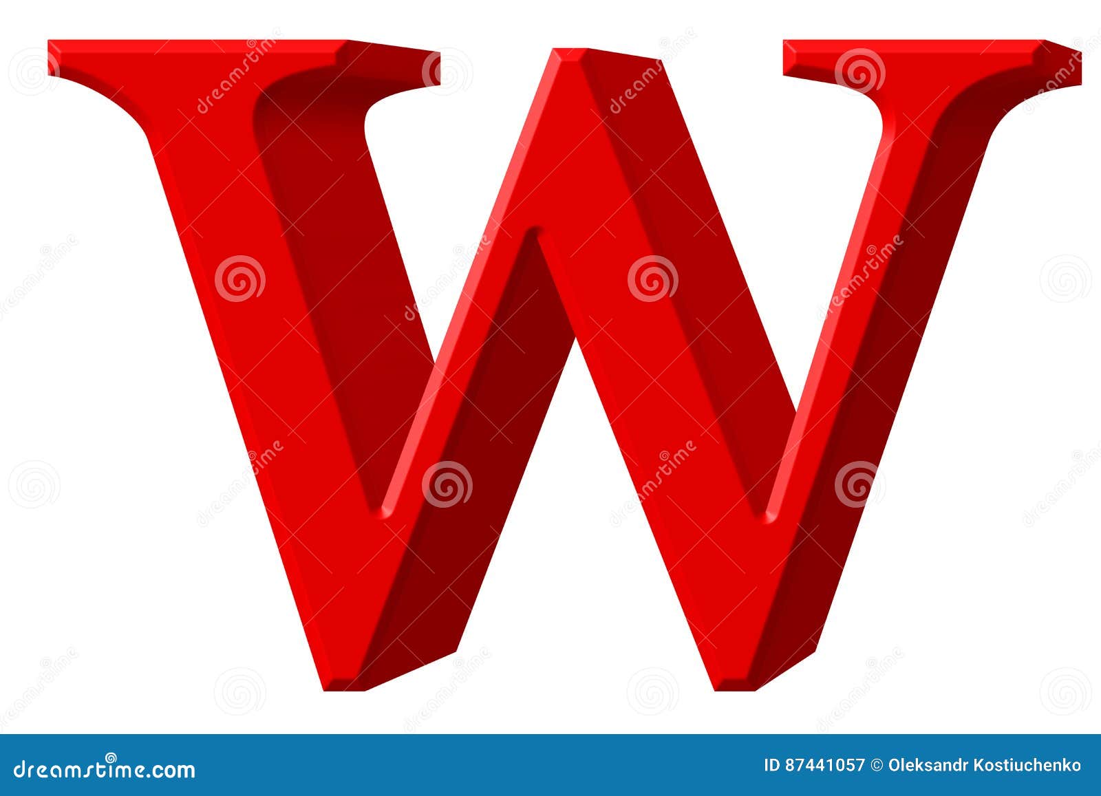 Lowercase Letter W, Isolated on White, with Clipping Path, 3D Il Stock ...