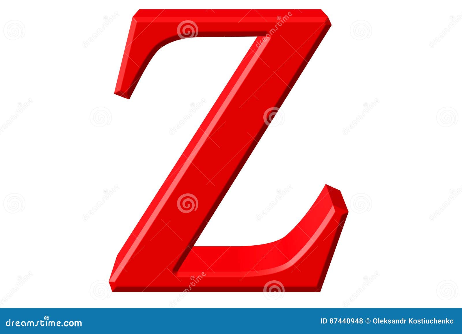 Lowercase Letter Z, Isolated on White, with Clipping Path, 3D Il Stock ...