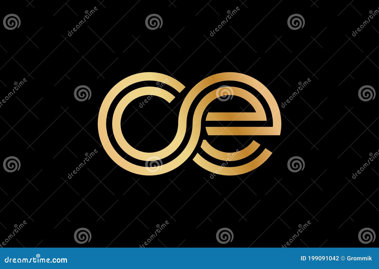 Lowercase Letters C and E. Flat Bound Design in a Golden Hue for a Logo ...