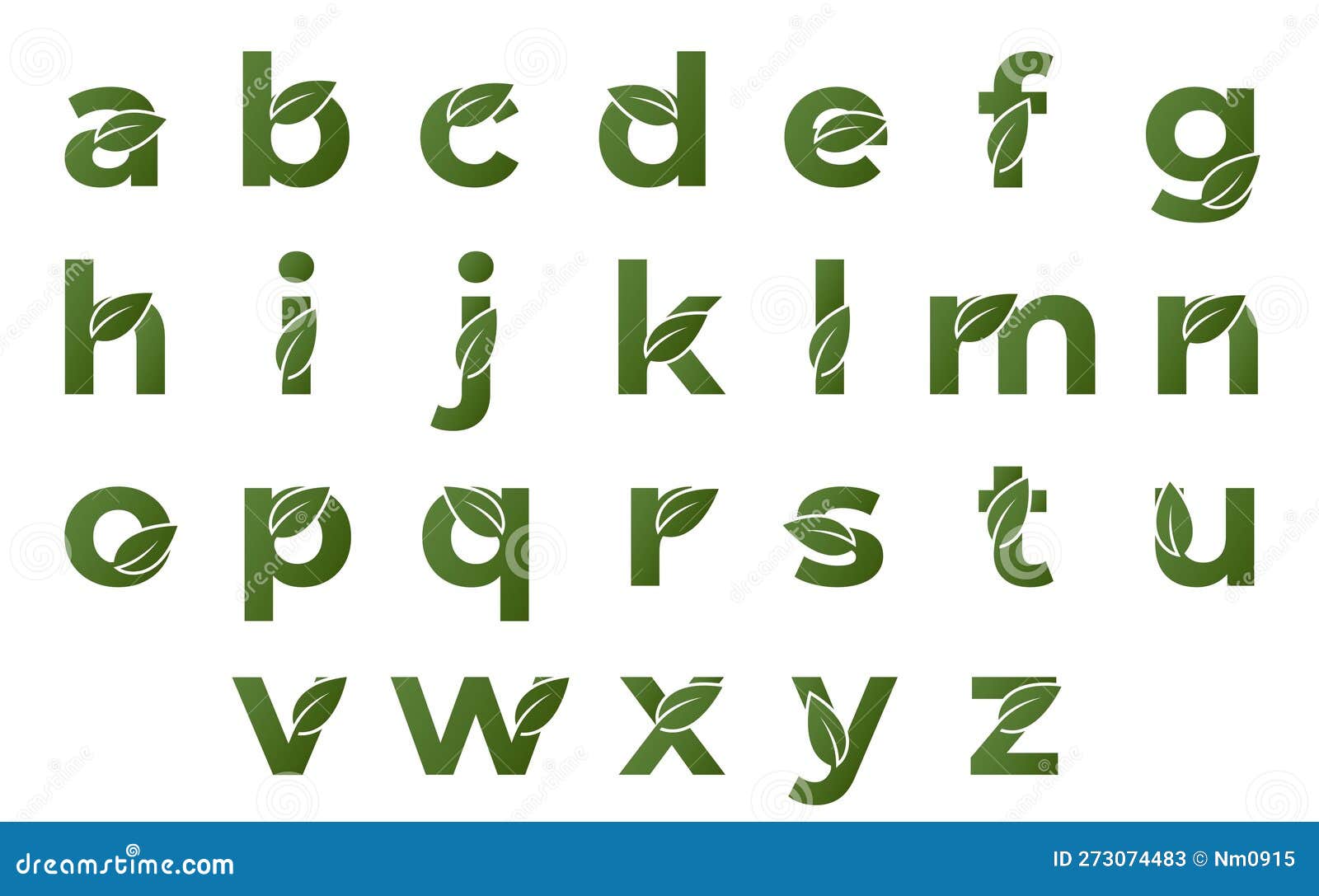 Lowercase Letters with Leaf Set. Eco Alphabet Design. Nature and ...