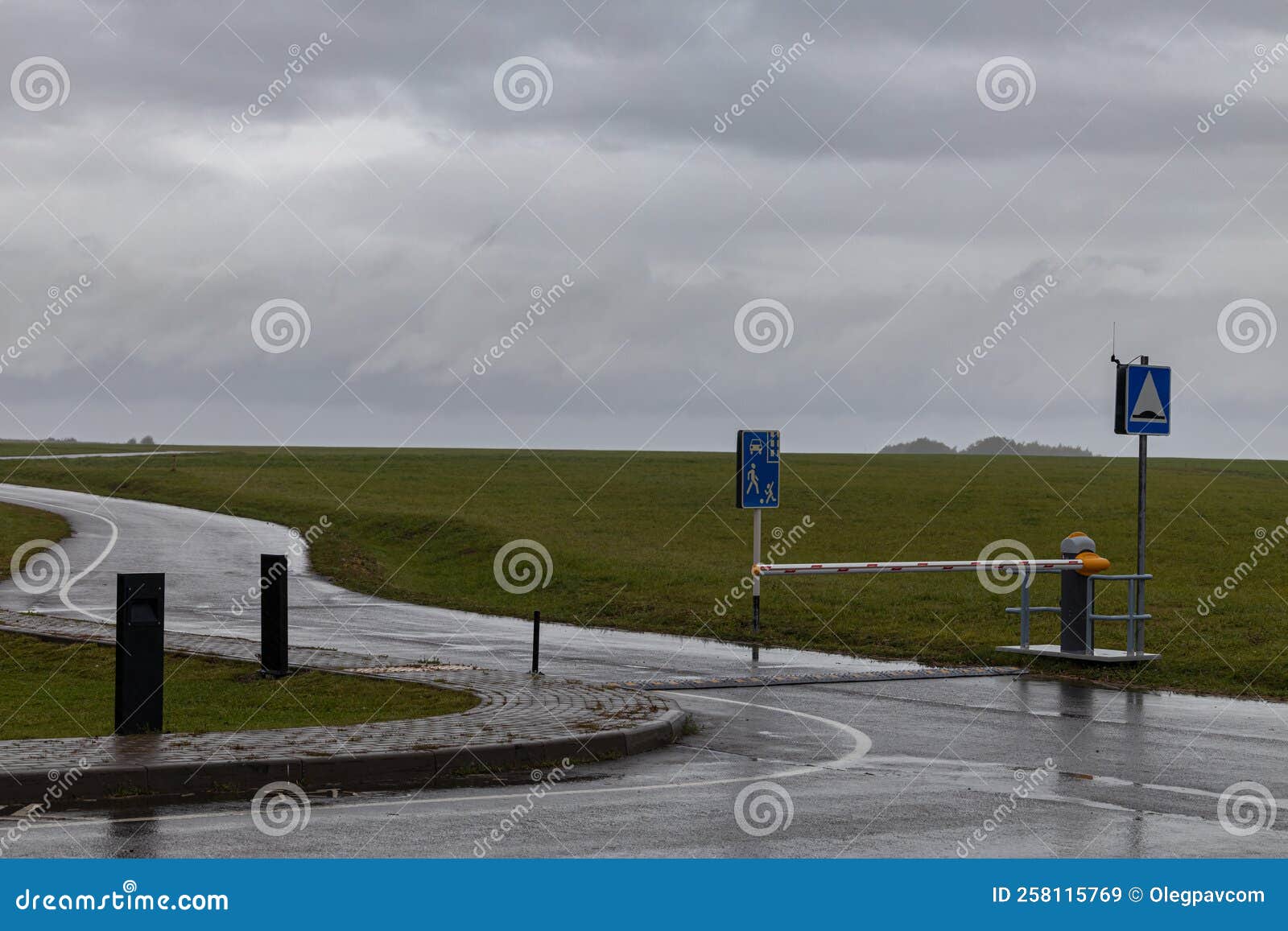 Lowered Barrier at the Checkpoint on the Road Stock Image - Image of ...