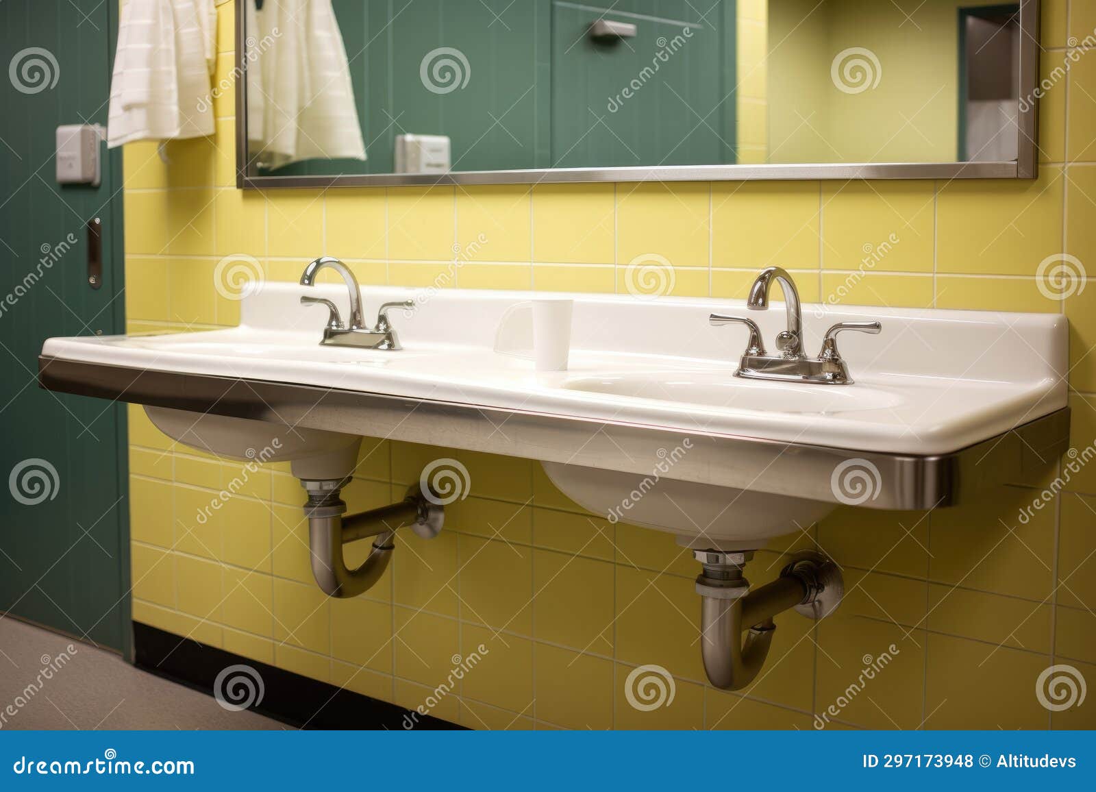 Lowered Sinks in an Accessible Restroom Stock Photo - Image of design ...