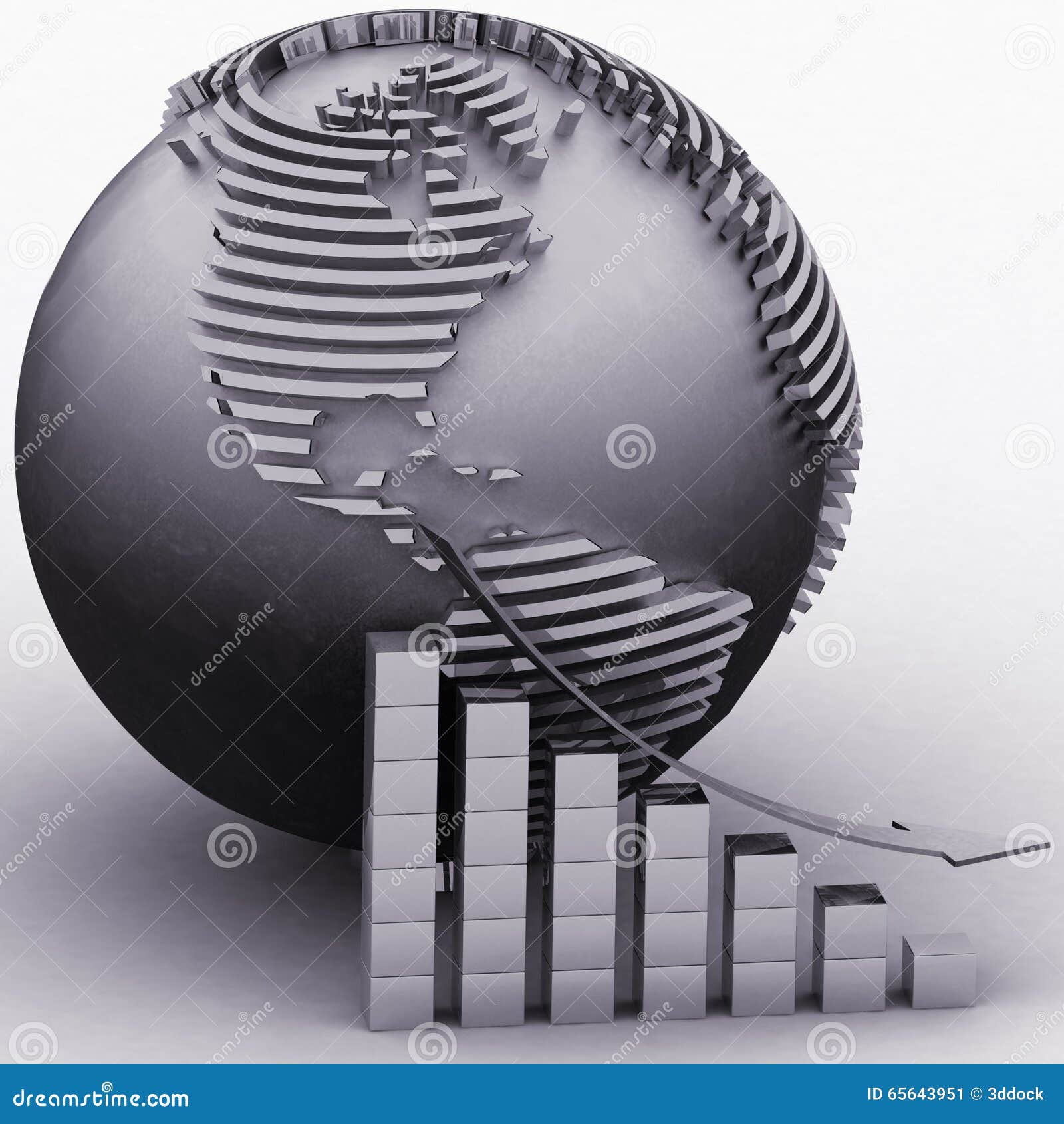 Lowering Chart With A Pointer On A Background A Globe Royalty-Free ...