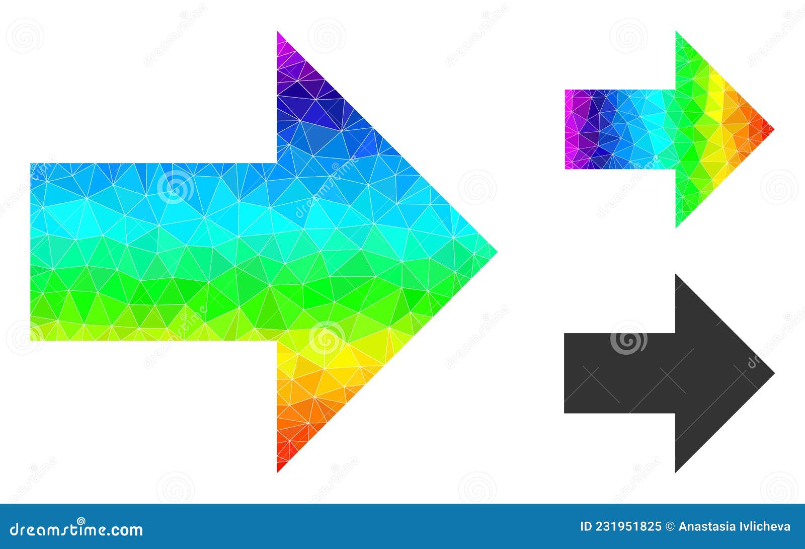 Vector Polygonal Arrow Right Icon with Spectrum Gradient Stock Vector ...