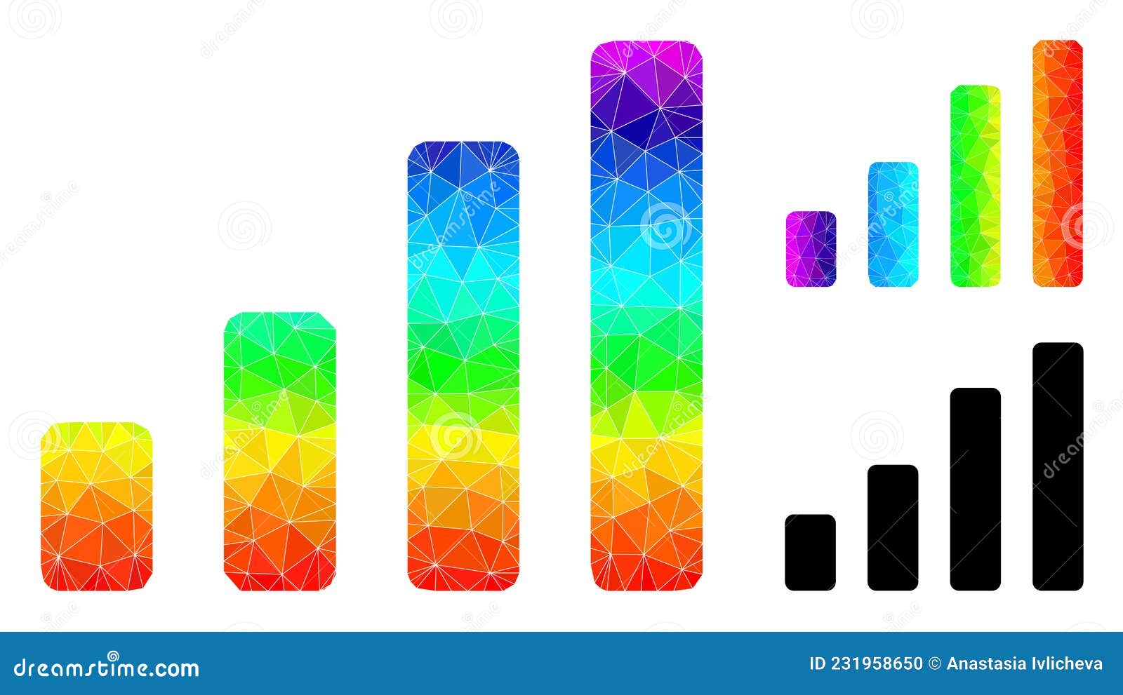 Vector Triangle Filled Bar Chart Icon with Rainbow Gradient Stock ...