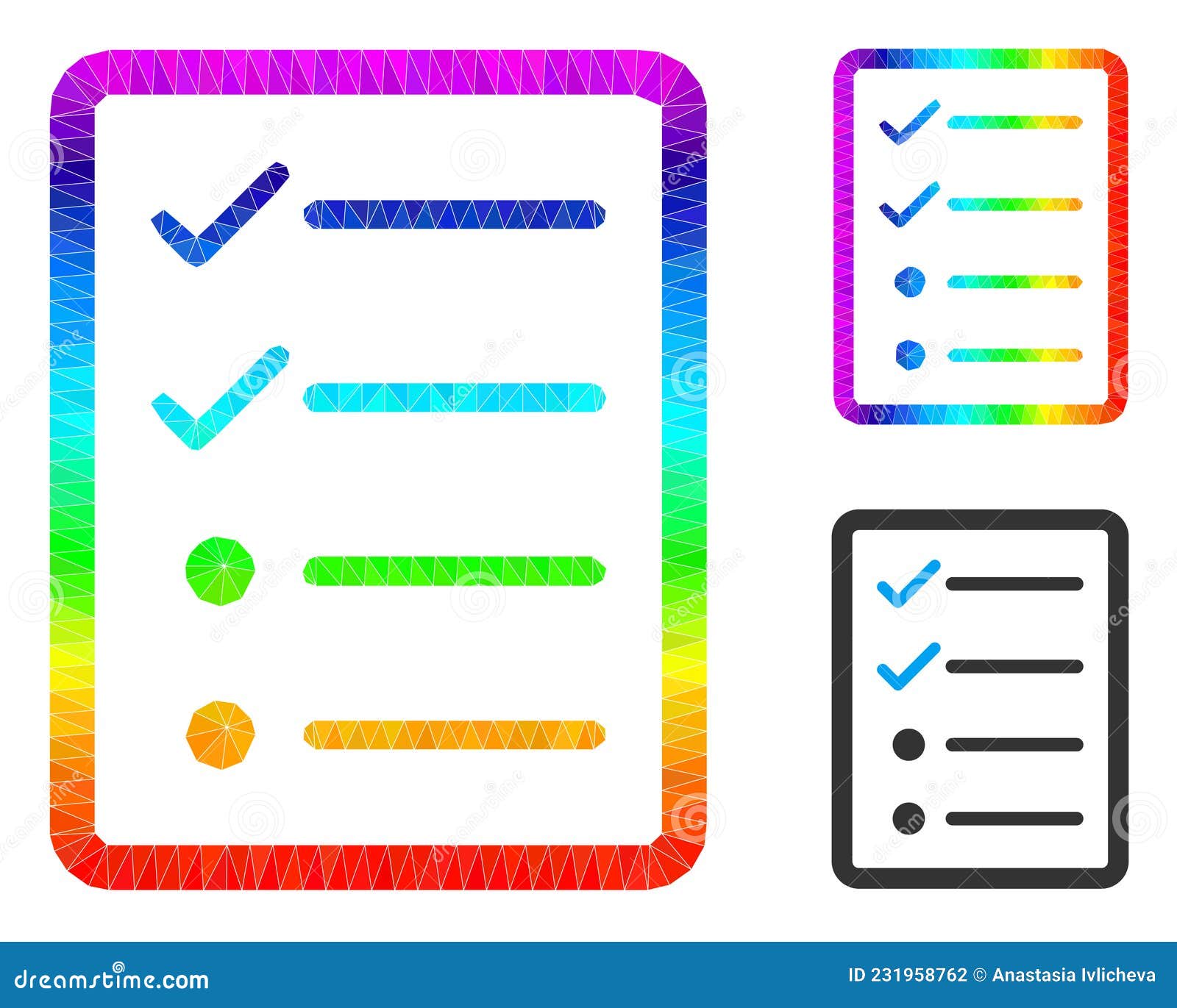 Vector Triangle Filled Checklist Page Icon with Spectrum Gradient Stock ...