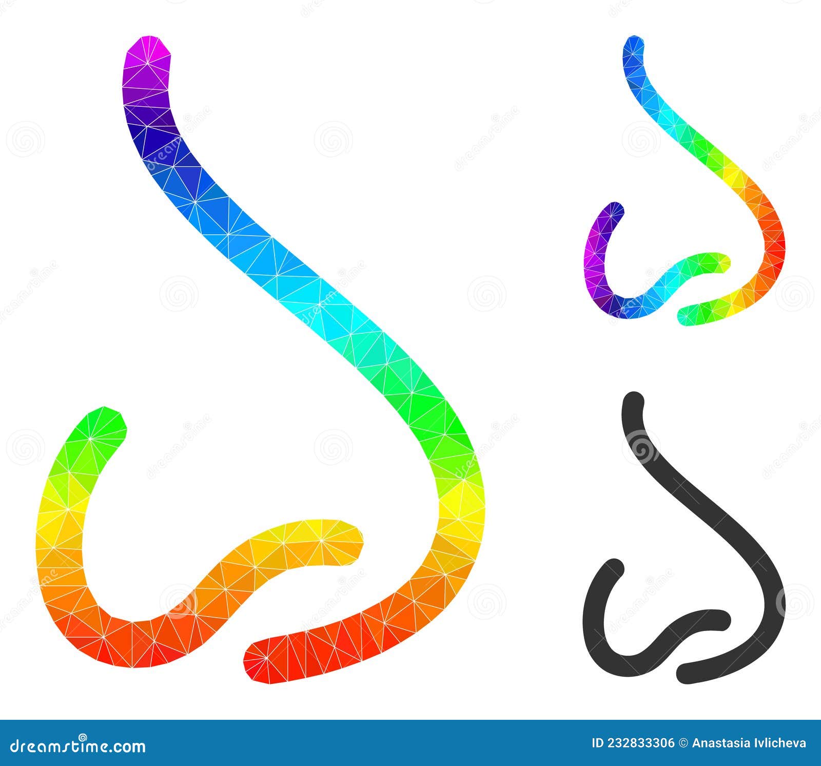 Vector Triangle Filled Human Nose Icon with Spectral Colored Gradient ...