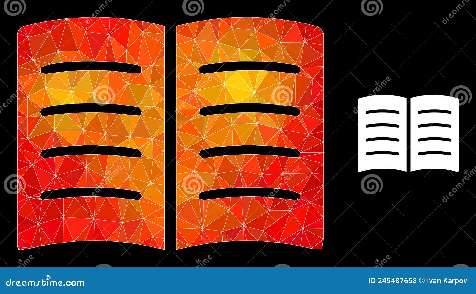 Vector Polygonal Open Book Icon with Flame Gradient Stock Illustration ...